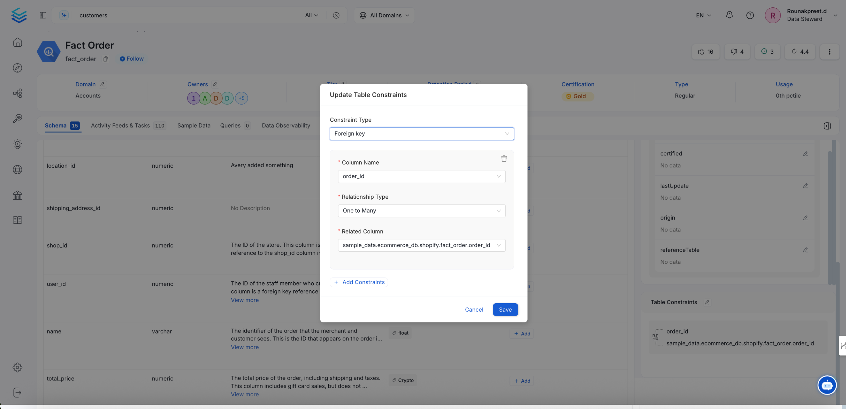 Managing And Editing Table Constraint In Openmetadata