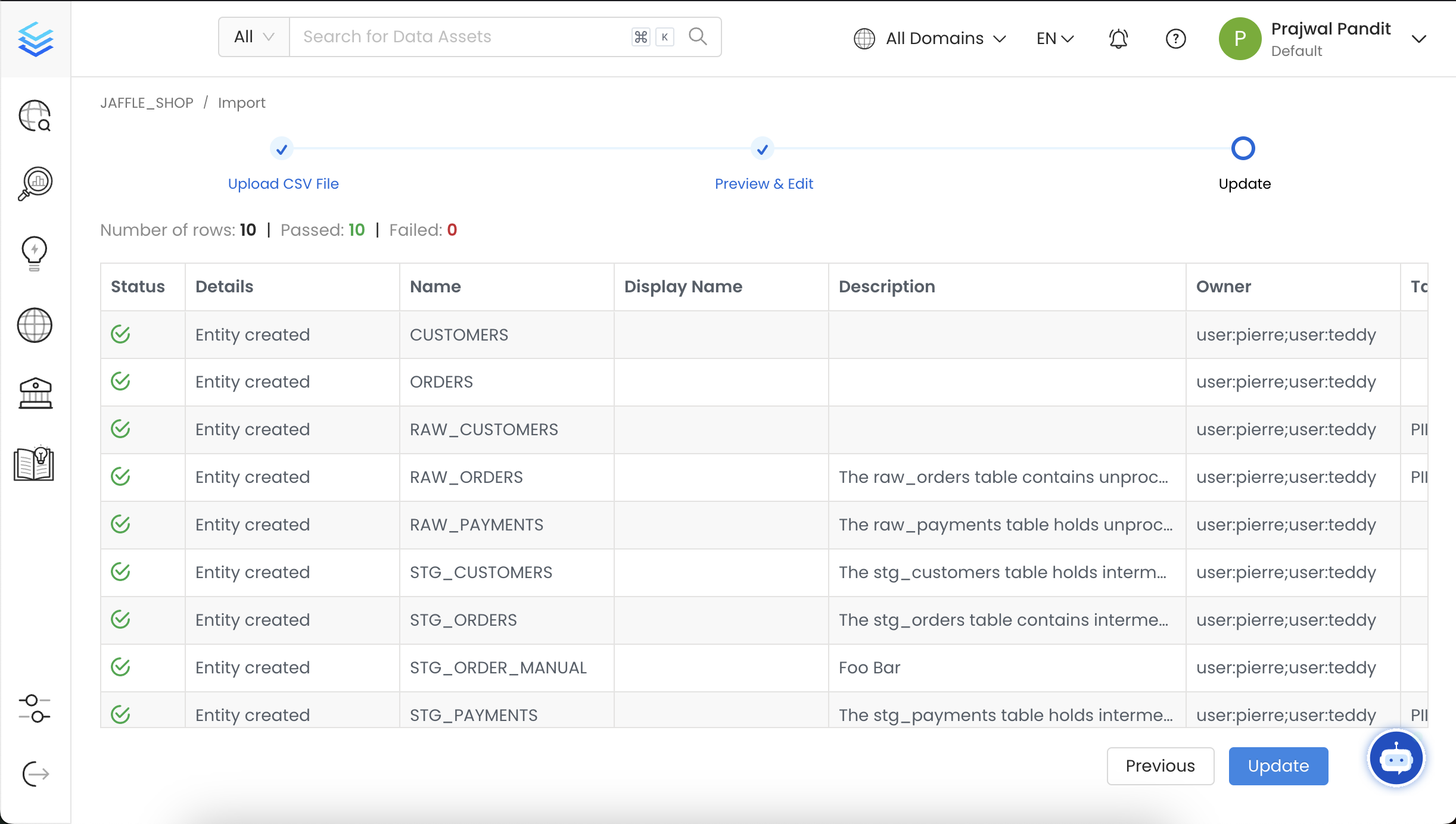 Bulk Import Data Assets via CSV in OpenMetadata