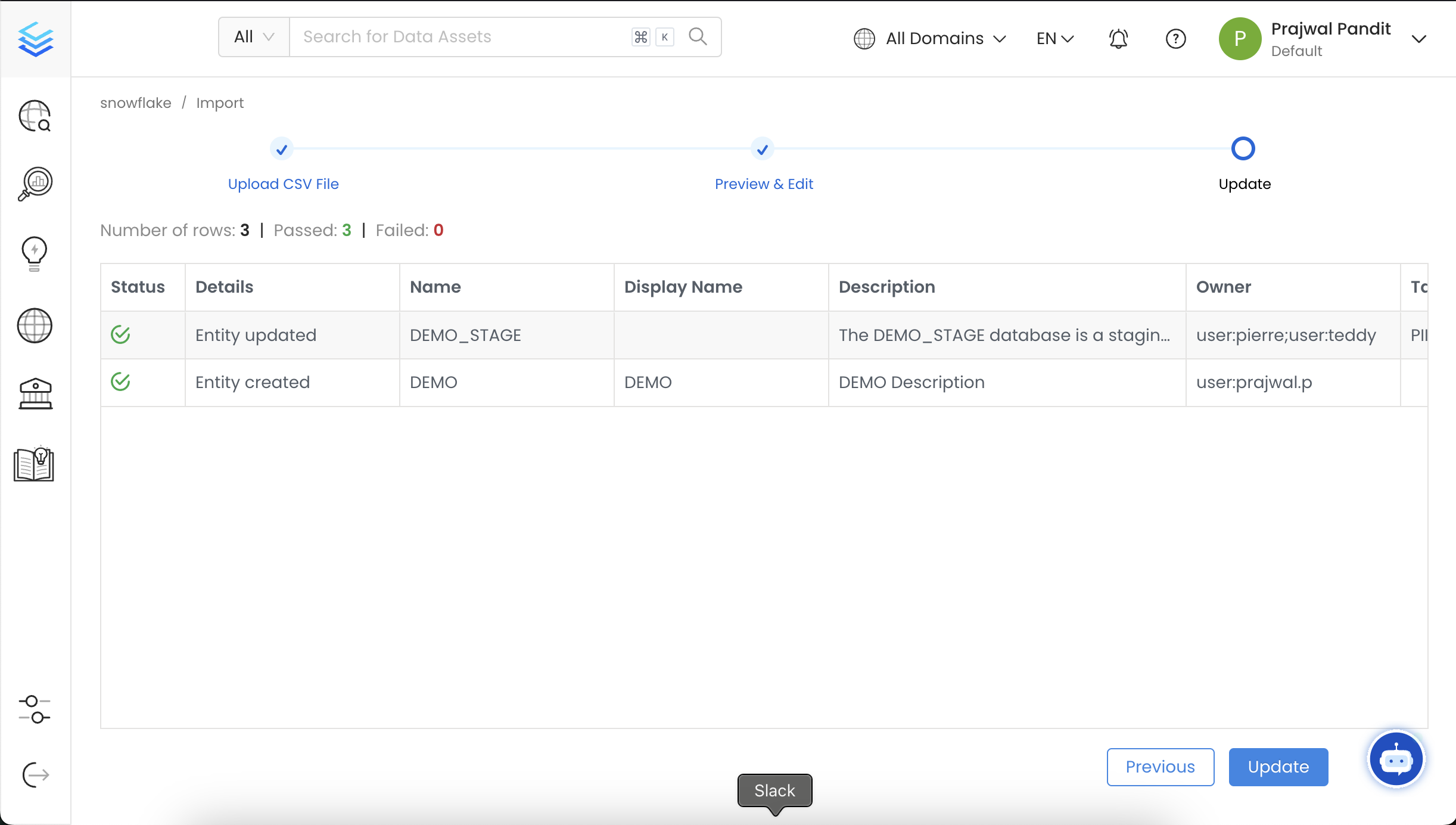 Bulk Import Data Assets via CSV in OpenMetadata
